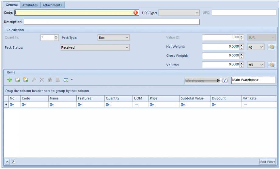 Defining packs – Comarch ERP Standard 2022.1 Knowledge Base