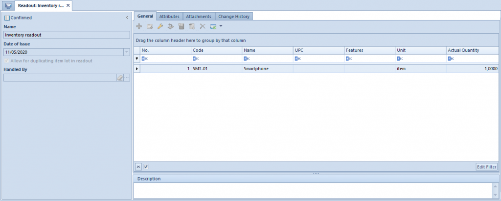 Adding items to readout – Comarch ERP Standard 2022.1 Knowledge Base