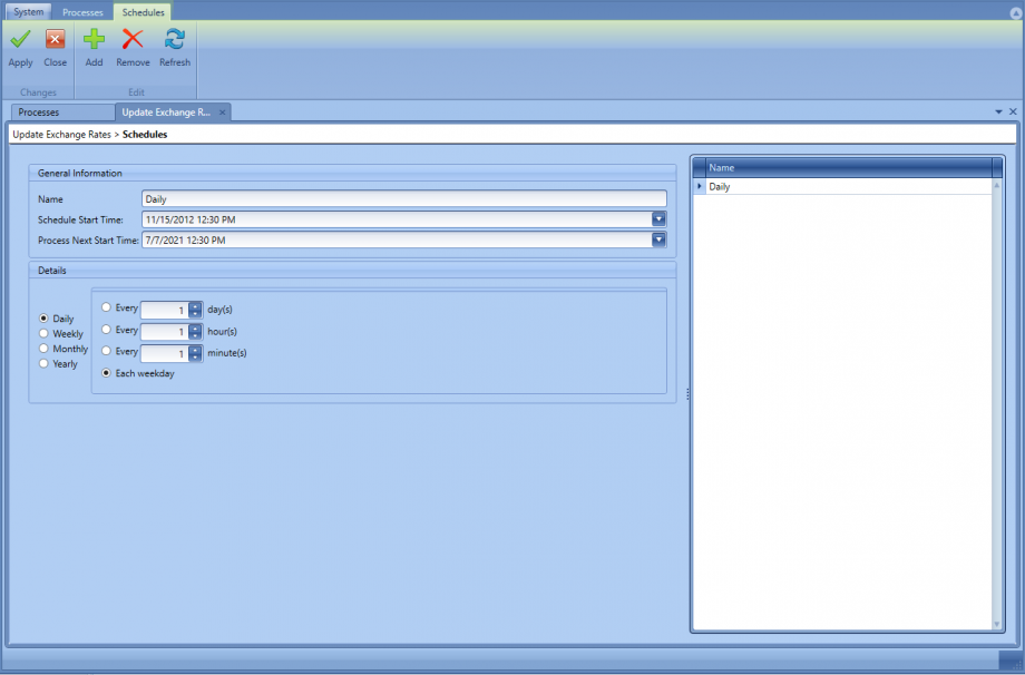 Schedules – Comarch ERP Standard 2022.5 Knowledge Base