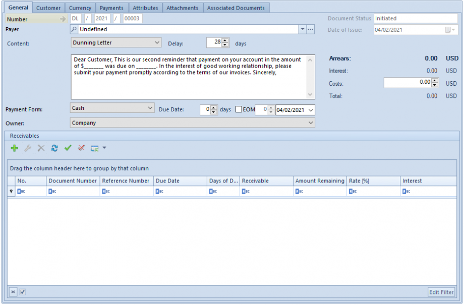 Dunning letters – Comarch ERP Standard 2019.5.2 Knowledge Base